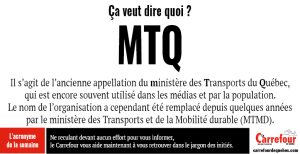 L’acronyme de la semaine: MTQ ( MTMD )
