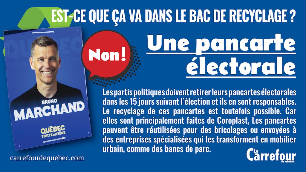 Une pancarte électorale – Le Carrefour de Québec